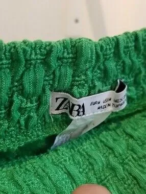 Zara | Shorts | Zara Bright Green Textured Bike Shorts | Poshmark
